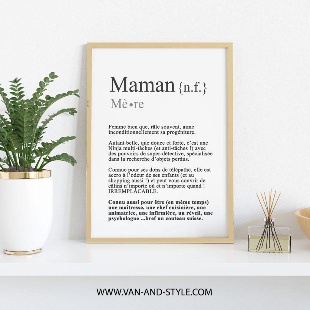 Affiche décorative avec la définition affectueuse d'une Maman