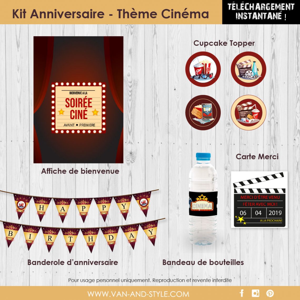 Kit déco pour un anniversaire sous le thème du cinéma